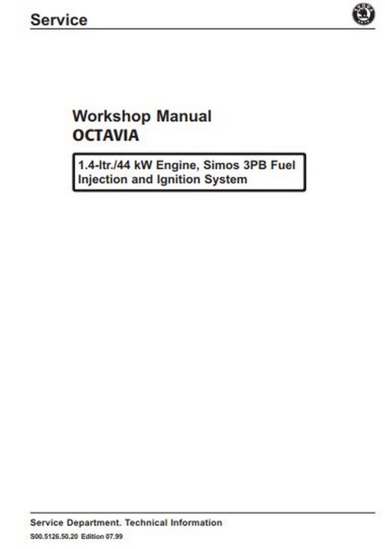 Skoda Octavia Workshop 1.4L 44kW Engine, Simos 3PB Fuel Injection and ...