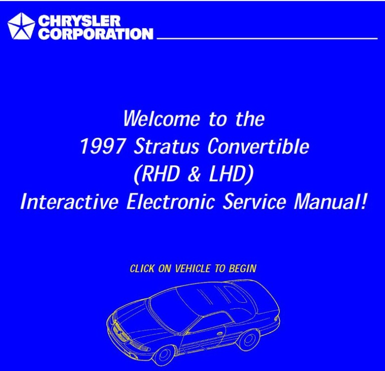 Chrysler JX Stratus Sebring Convertible (LHD, RHD) 1997 Service Manual ...