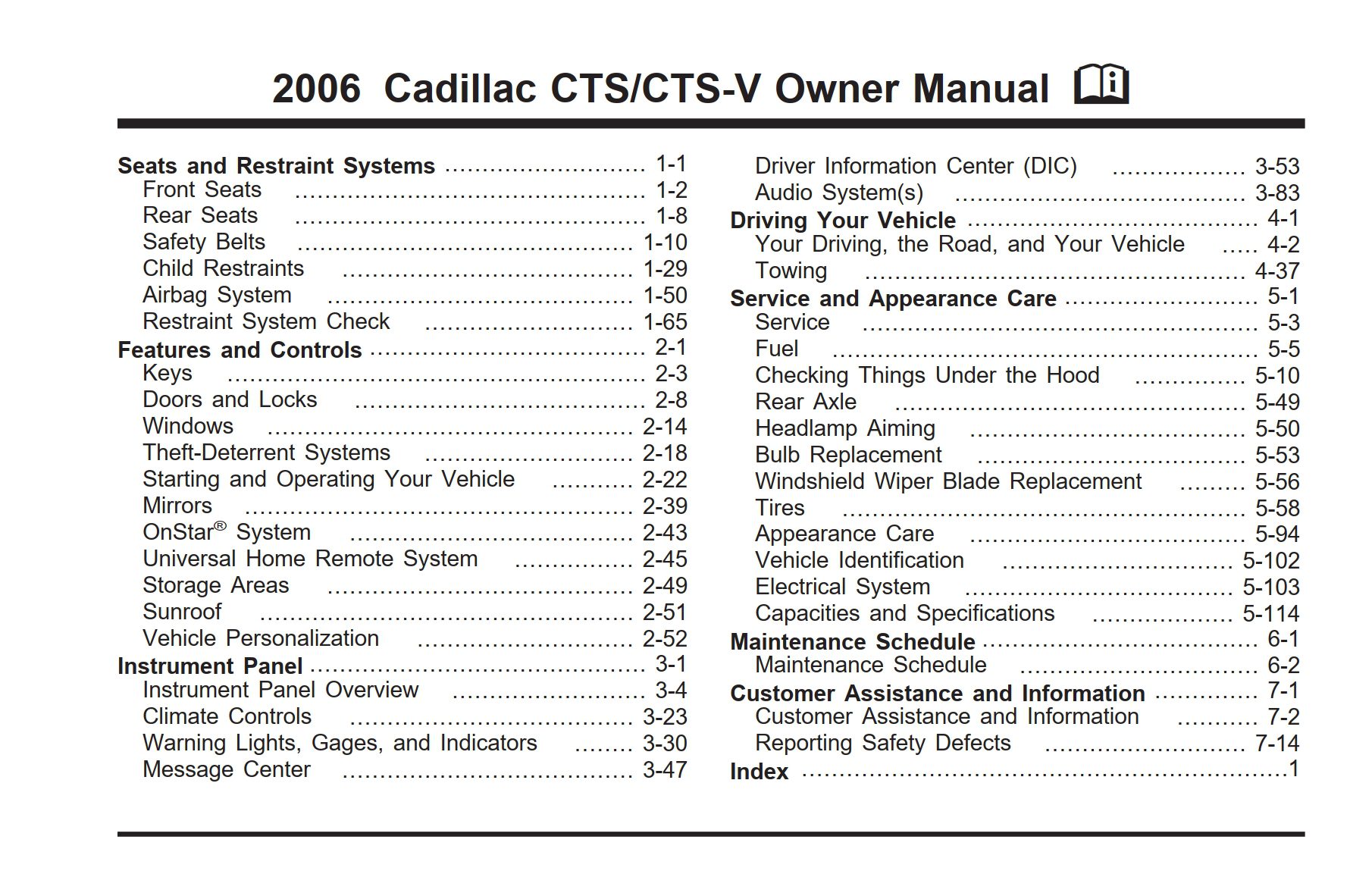 2006 Cadillac Cts Owner's Manual - DIY & Guides