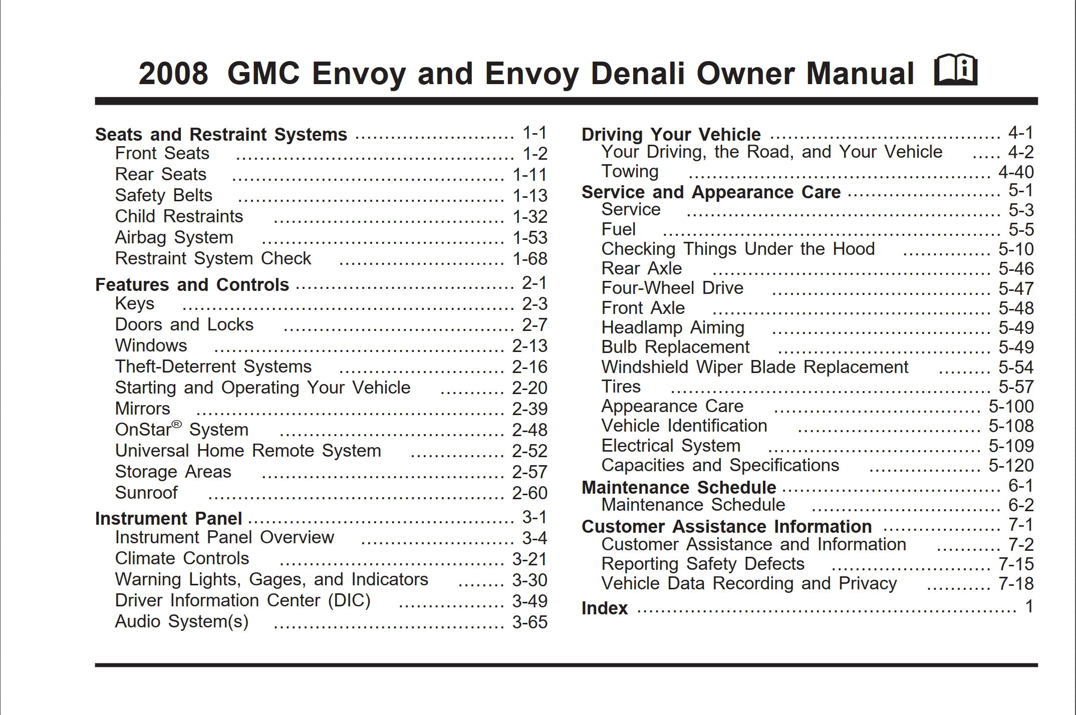 2008 GMC Envoy Owner's Manual - DIY & Guides