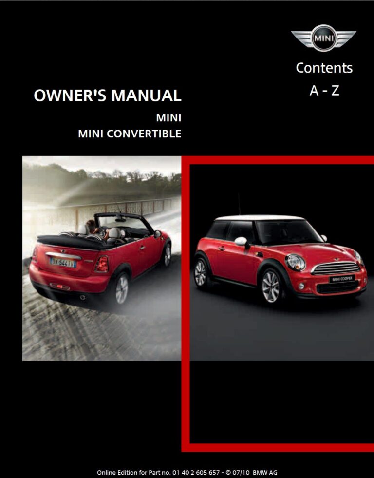 2011 Mini Cooper Convertible Owner's Manual - DIY & Guides
