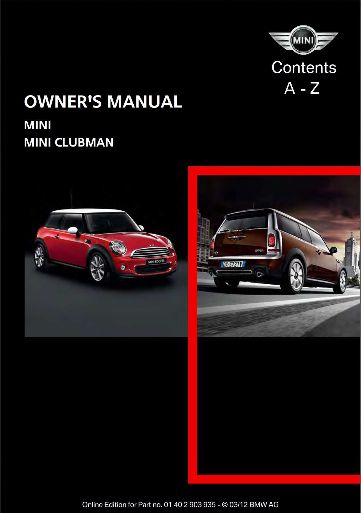 2012 Mini Clubman Owner's Manual - DIY & Guides