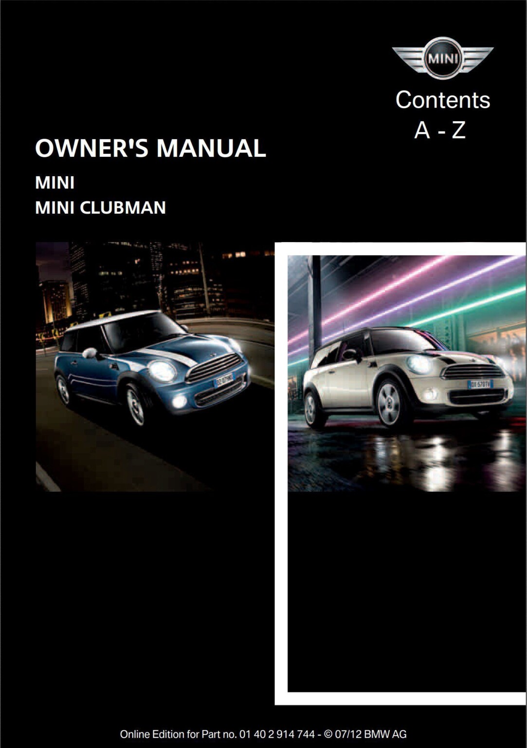 2012 Mini Cooper Owner's Manual - DIY & Guides