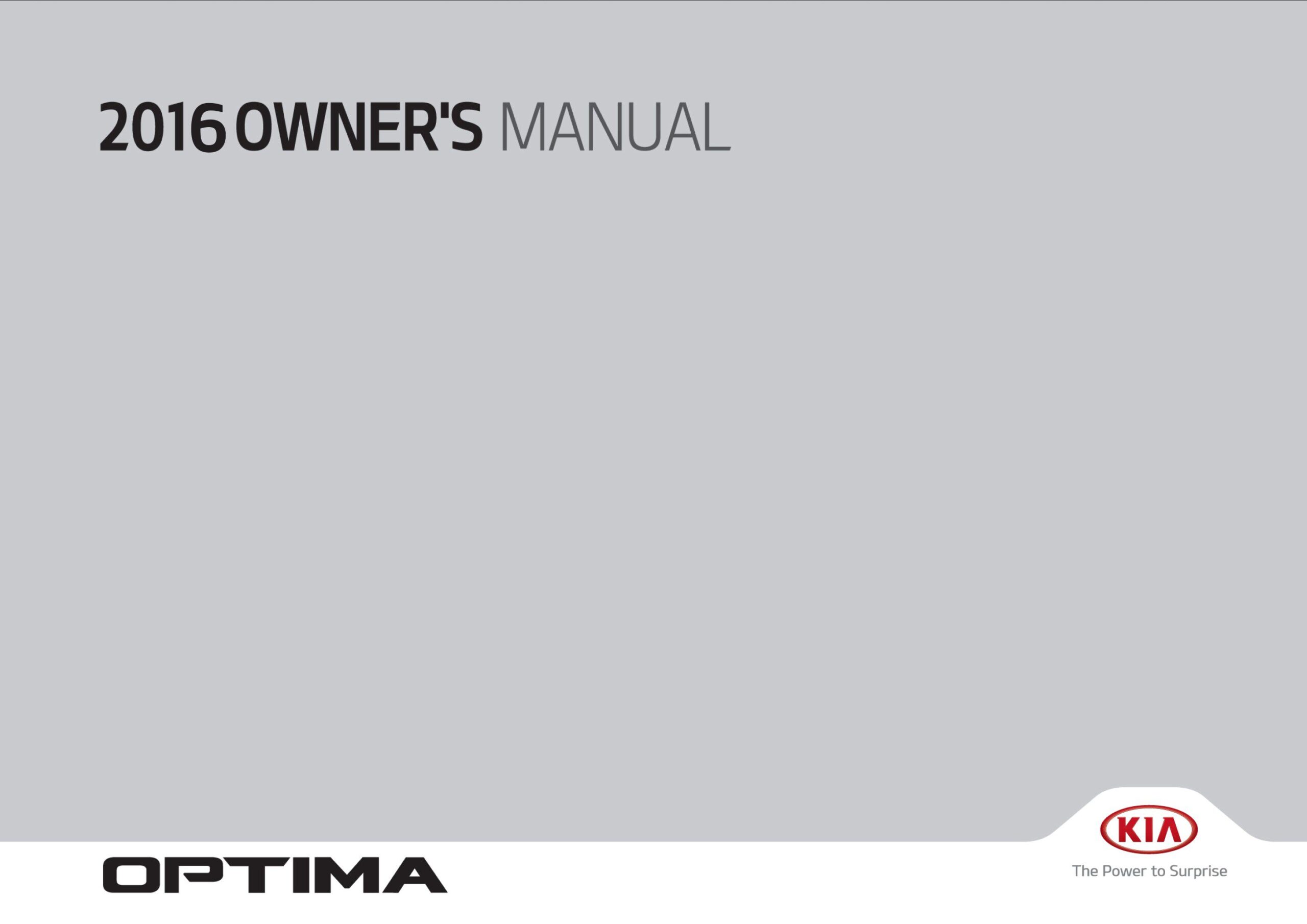 2016 Kia Optima Owner Manual - DIY & Guides