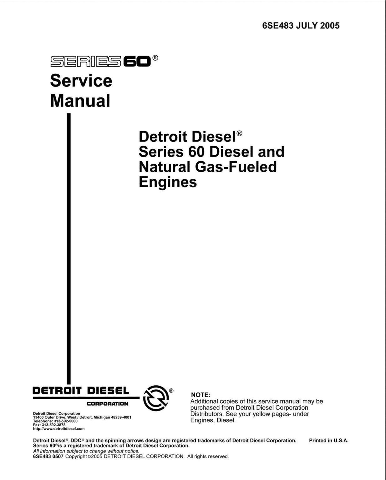 Detroit Diesel Series 60 Service Manual – Diesel and Natural Gas-Fueled ...