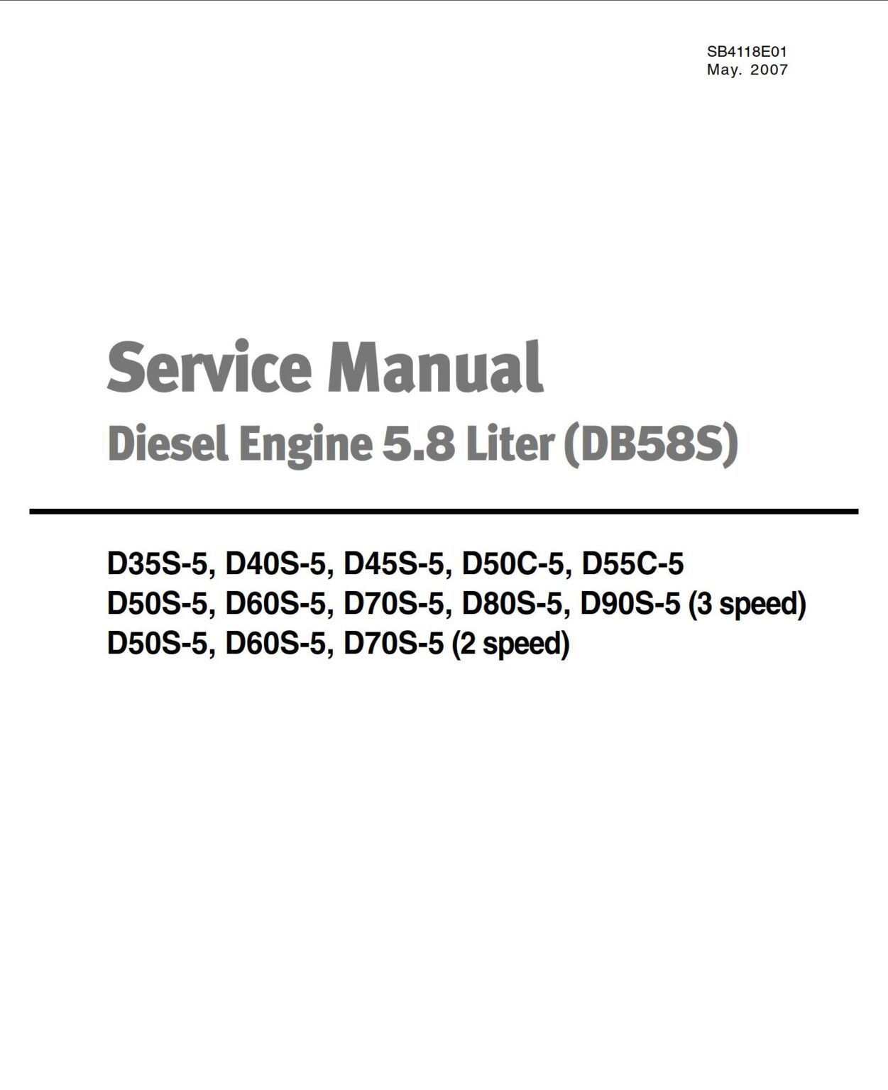 Doosan D35S-5 D45S-5, D50C-5, D55C-5, D50S-5, D60S-5, D70S-5, D80S-5 ...