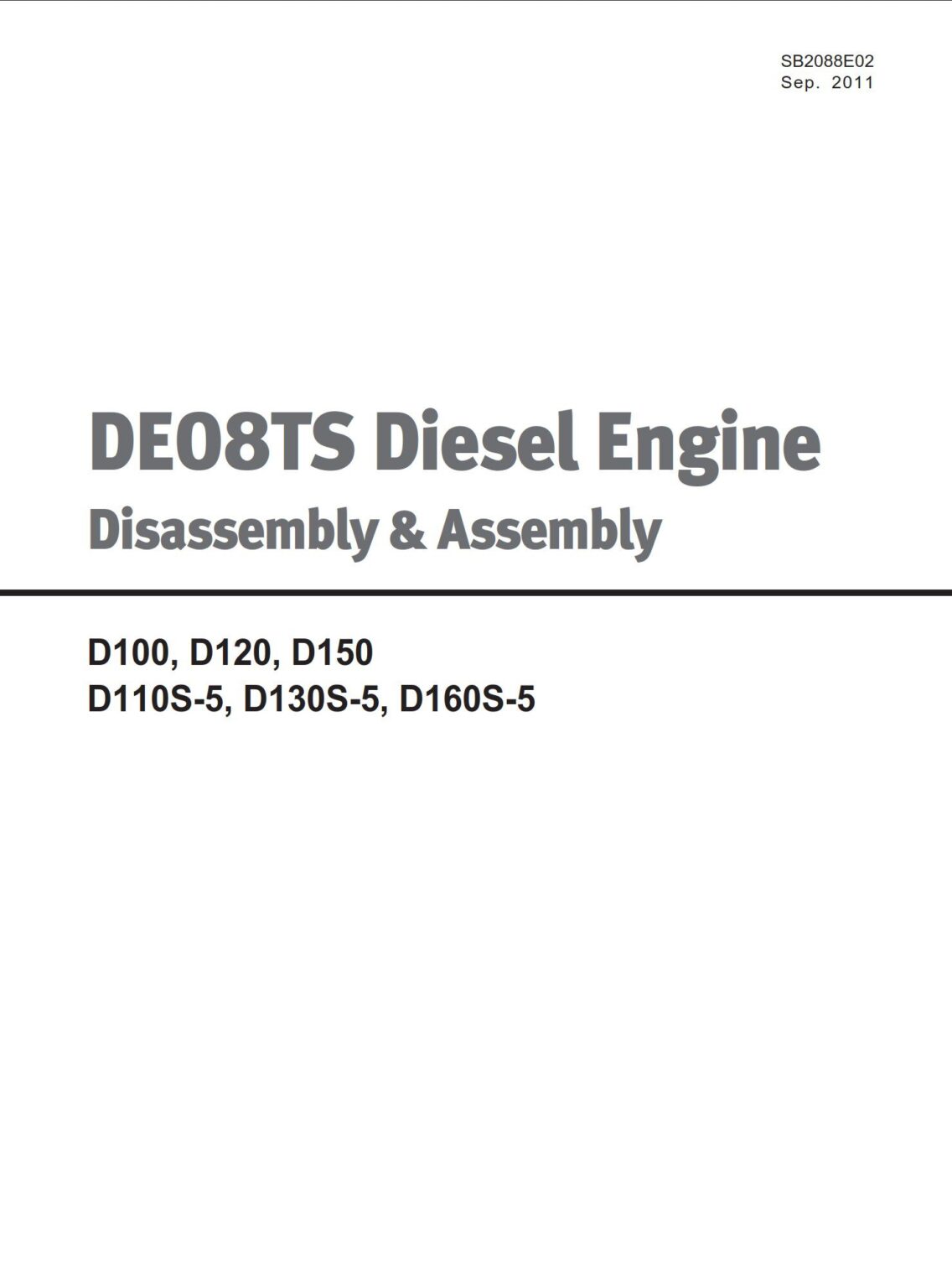 Doosan DE08TS, D100, D120, D150, D130s-5, D160s-5, D110s-5 Engine ...