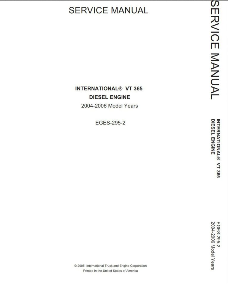International VT 365 Diesel Engine Service Manual - DIY & Guides