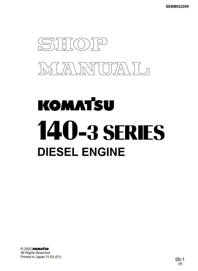 Komatsu 140-3 Series Diesel Engine Shop Manual - DIY & Guides
