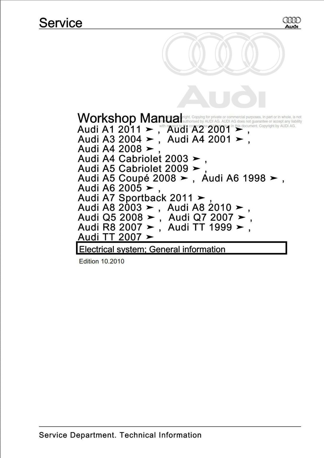 Audi A1 Workshop Manual: Comprehensive Repair Instructions