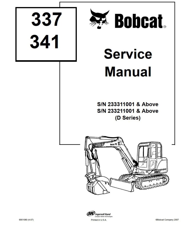 Bobcat 337/341 Service Manual: Comprehensive Guide for Maintenance ...