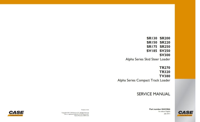 Case SR130, SR150, SR175, SV185, SR200, SR220, SR250, SV250, SV300 ...