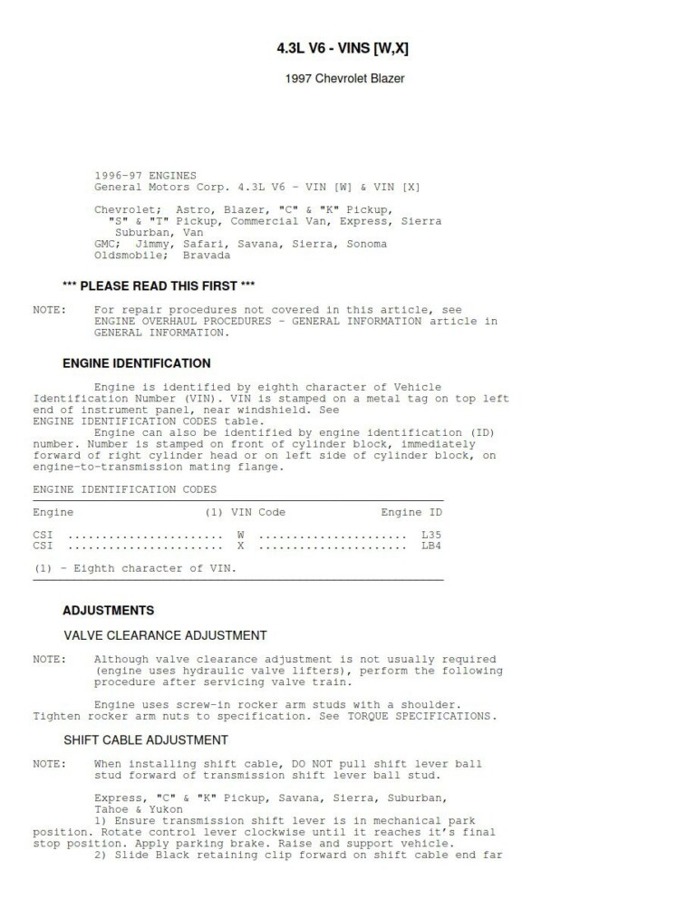 PDF ONLINE - Chevrolet Astro 1997 Workshop Manual - DIY & Guides