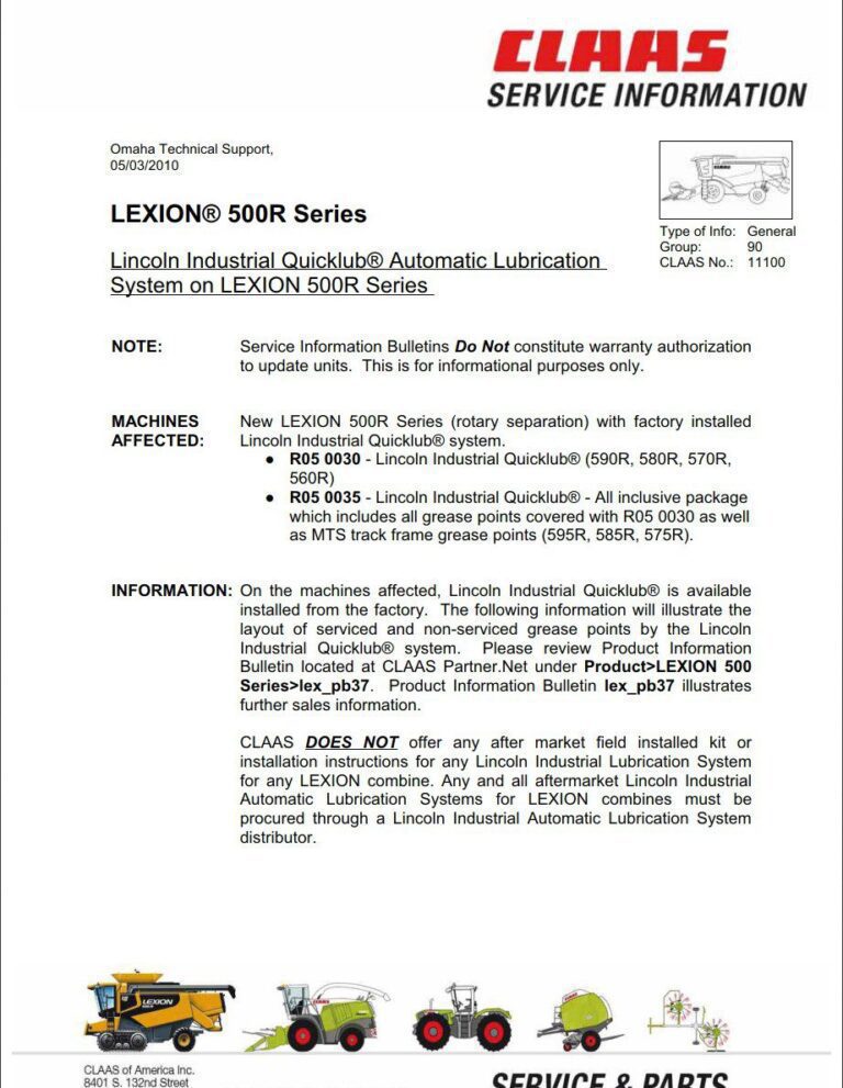 Optimize Your Claas Lexion 500 R with the Service Manual