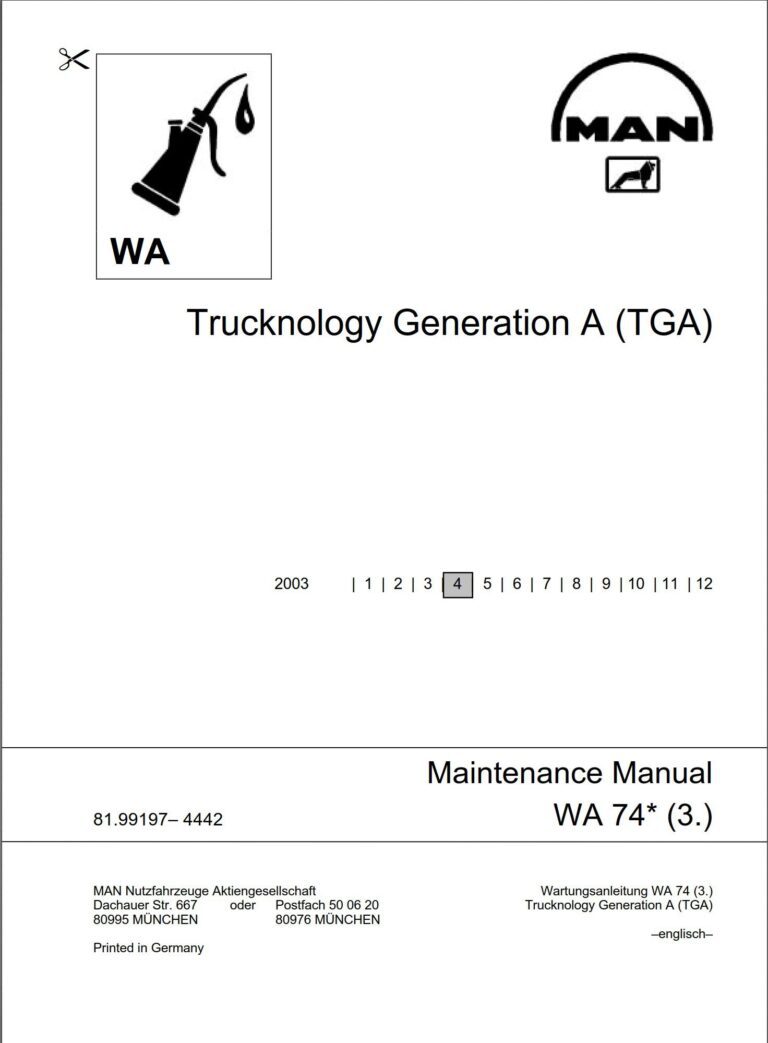 MAN TGA Operator's and Maintenance Manual: Essential Information for ...