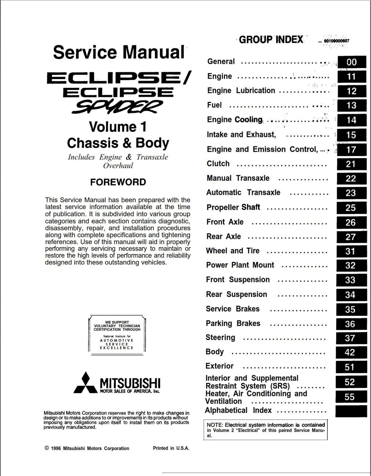 Mitsubishi Eclipse 1997 - 1999 Service Repair Manual