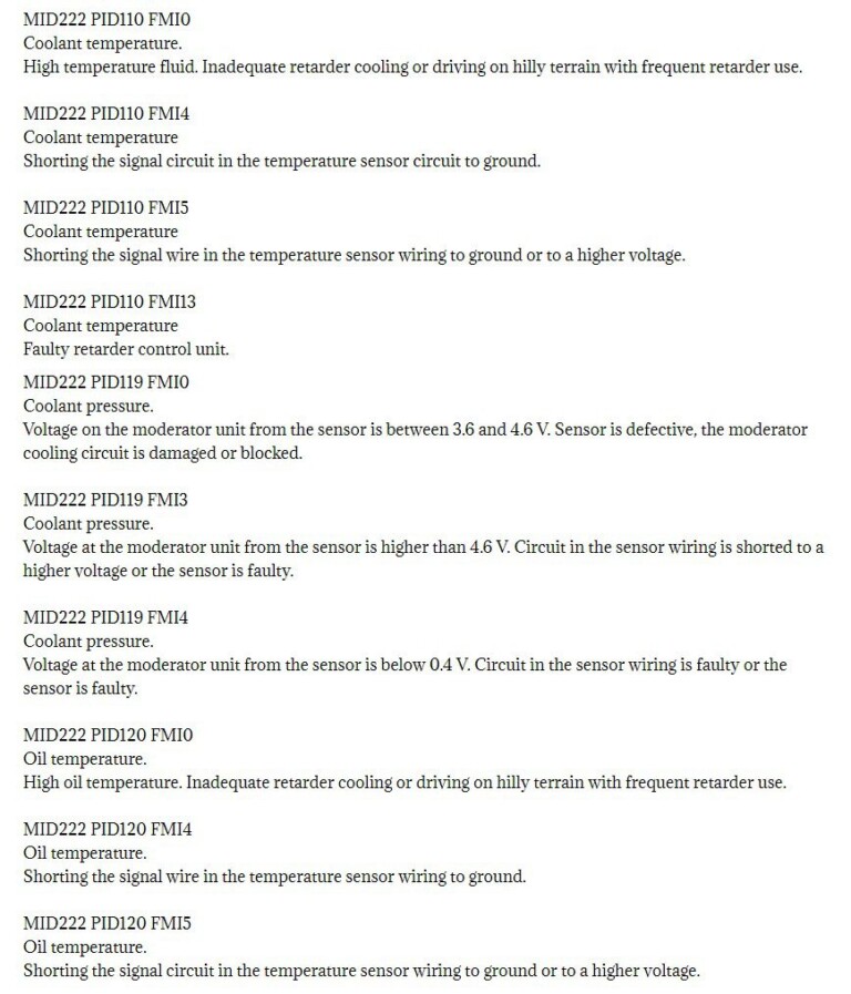 Volvo MID 222 Fault Codes DTC - DIY & Guides