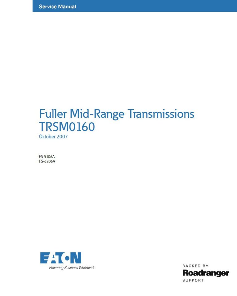 Eaton FS-5106A FS6206A Transmission Service Manual - DIY & Guides