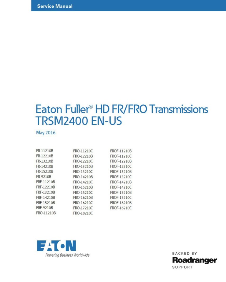 Eaton Fuller 10 Speed Transmission Service Manual - DIY & Guides