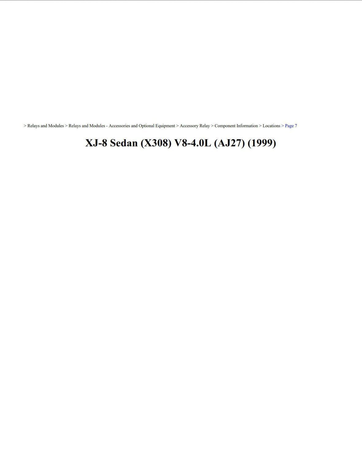 Jaguar XJ8 1999 Sedan 4.0L Workshop Manual