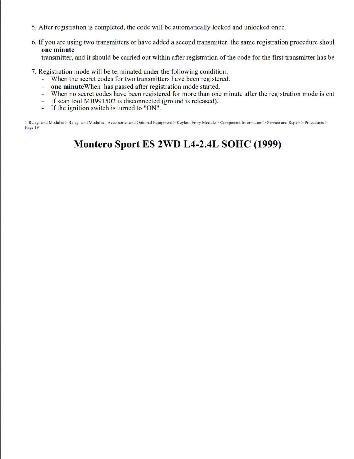 PDF ONLINE - Mitsubishi Montero 1999 2WD L4 2.4L SOHC Workshop Manual ...