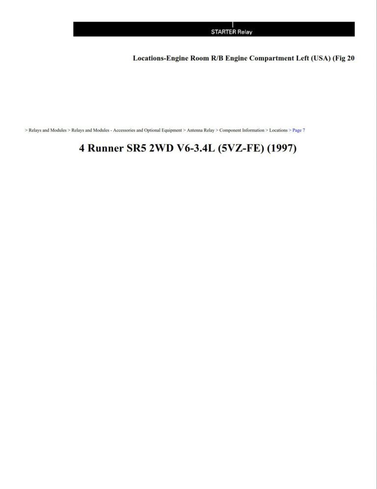 Toyota 4Runner 1997 SR5 2WD V6 3.4L Workshop Manual