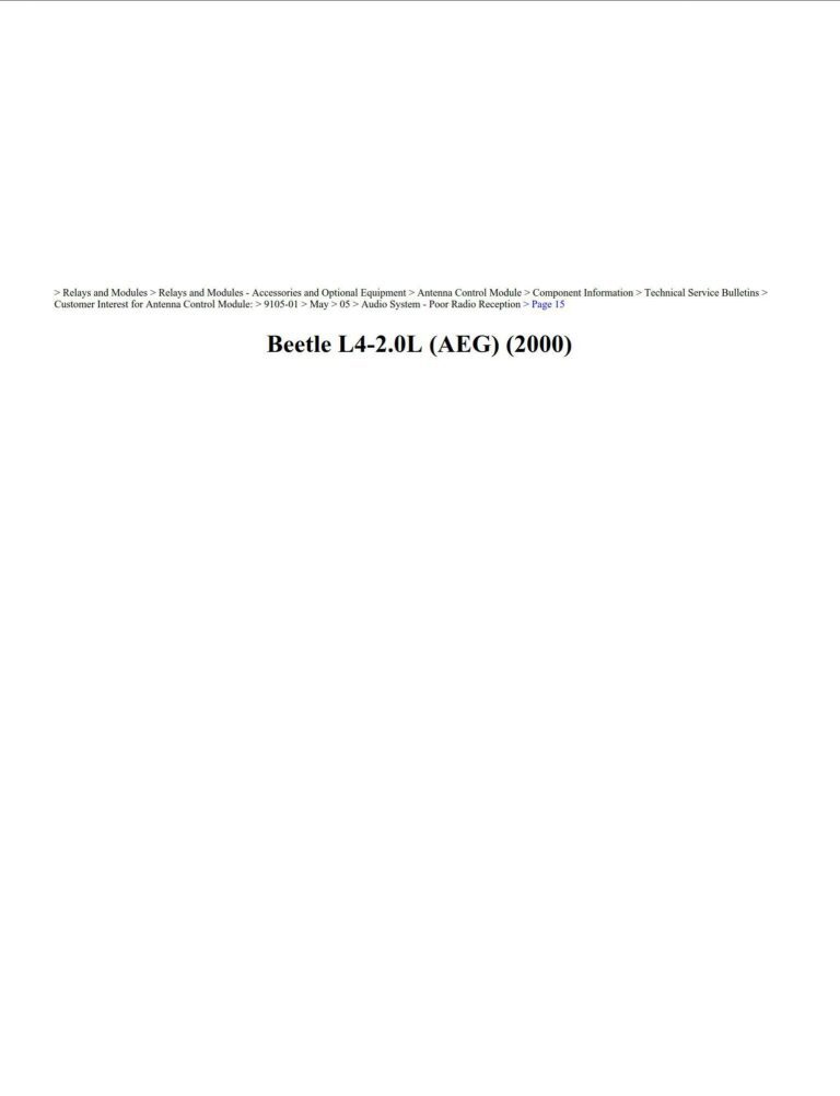 Volkswagen Beetle 2000 2.0L AEG Workshop Manual: Complete Guide