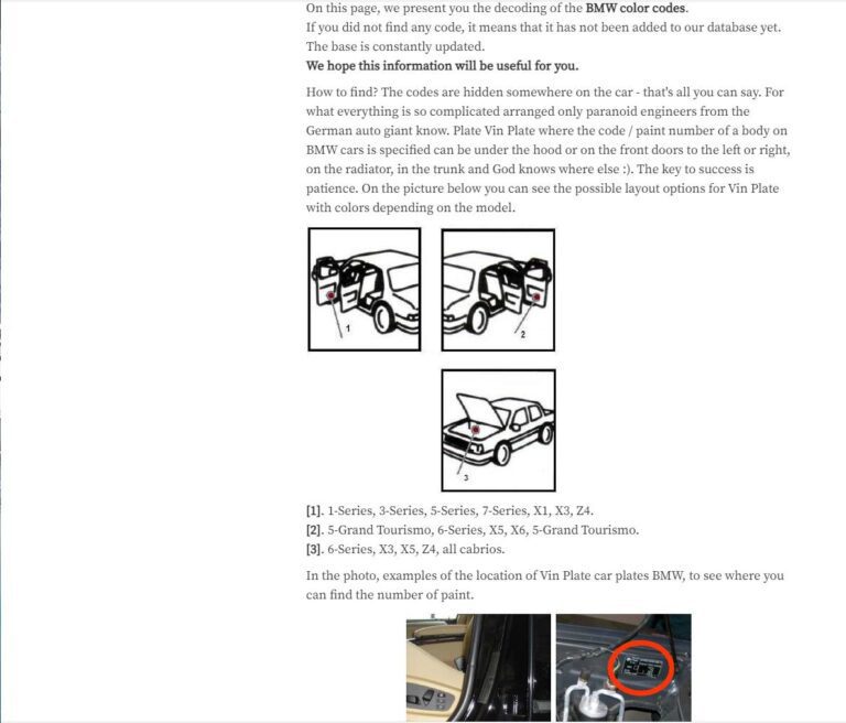 BMW Paint Code Guide: How to Locate and Decode Your Vehicle’s Color ...