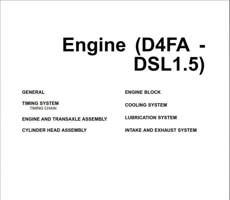 Hyundai Engine D4FA-DSL1.5 Workshop Manual - DIY & Guides
