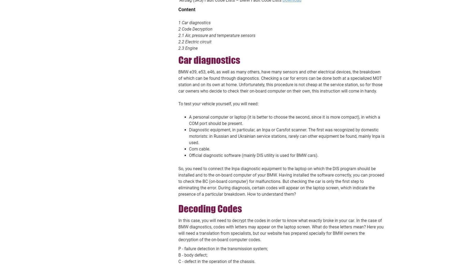 BMW Fault Code Lists and Guides - DIY & Guides