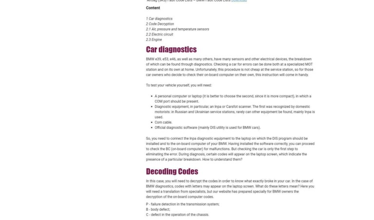 BMW Fault Code Lists and Guides - DIY & Guides