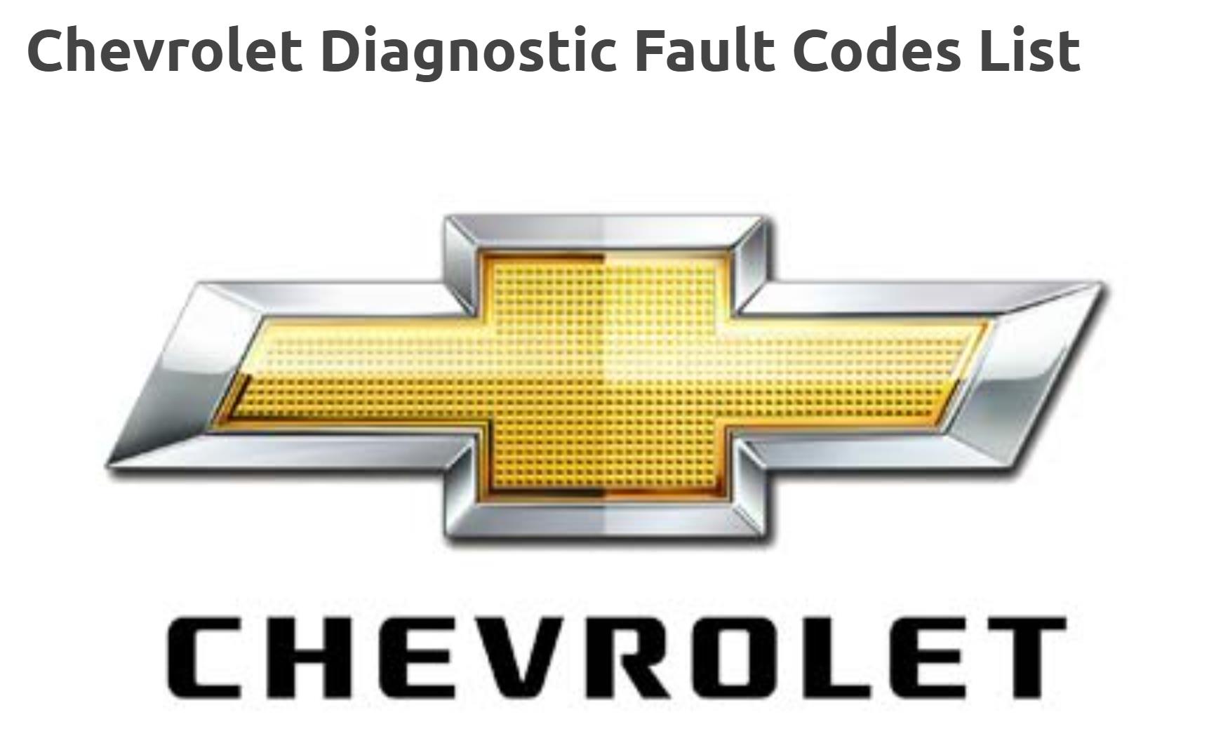 Chevrolet Diagnostic Trouble Codes DTCs Complete Guide PDF For FREE