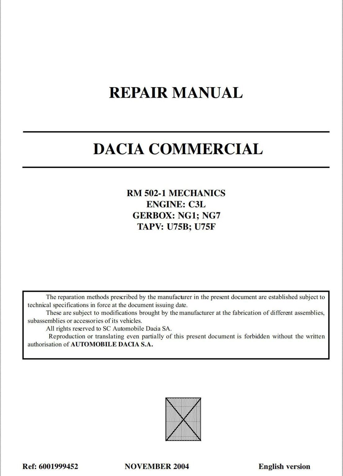 Dacia 1304 1305 1307 Pick-UP Engine C3L 2004 Repair Manual - DIY & Guides