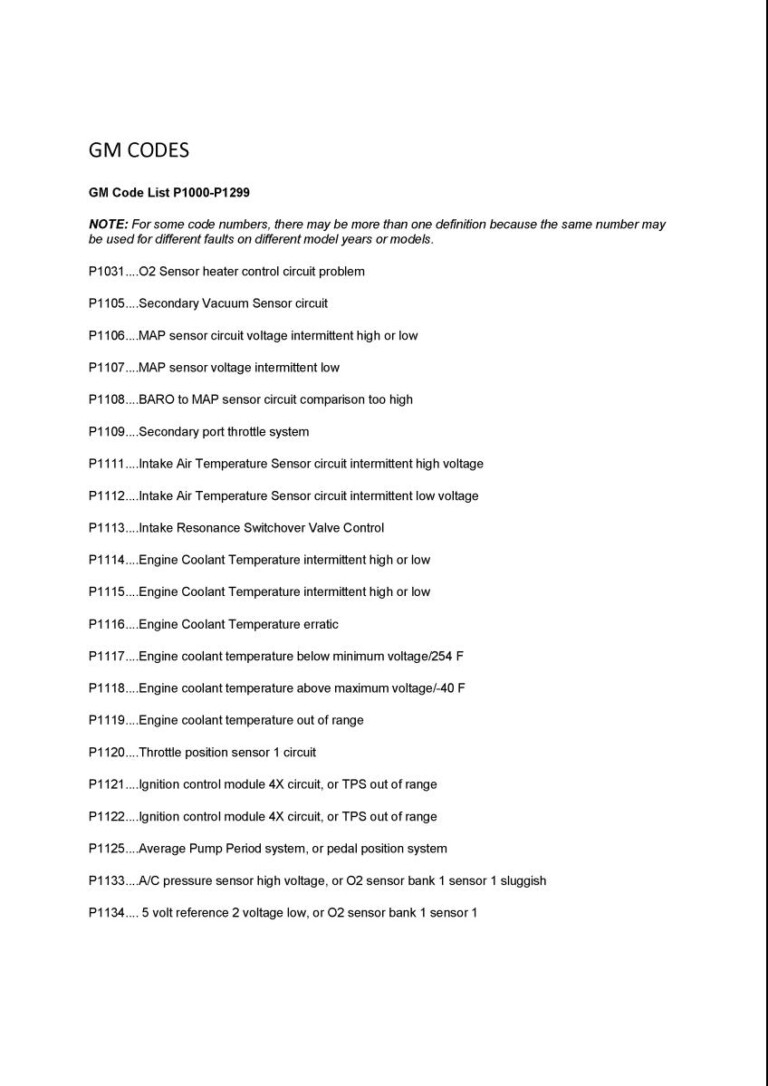 GM TROUBLE CODES - DIY & Guides