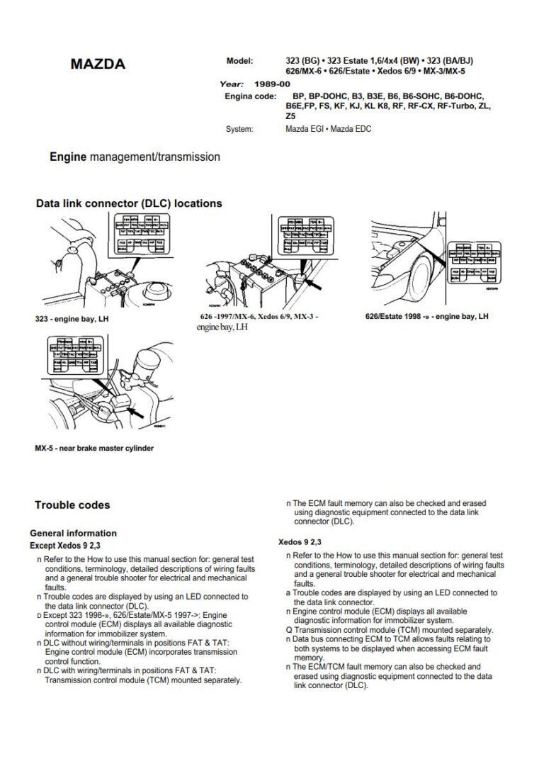 Mazda code diagnostics for cars 1989 - 2000 - DIY & Guides