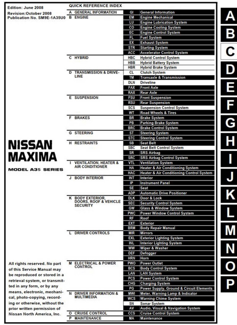 NISSAN MAXIMA MODEL A35 SERIES 2009 SERVICE MANUAL - Engine Cooling ...