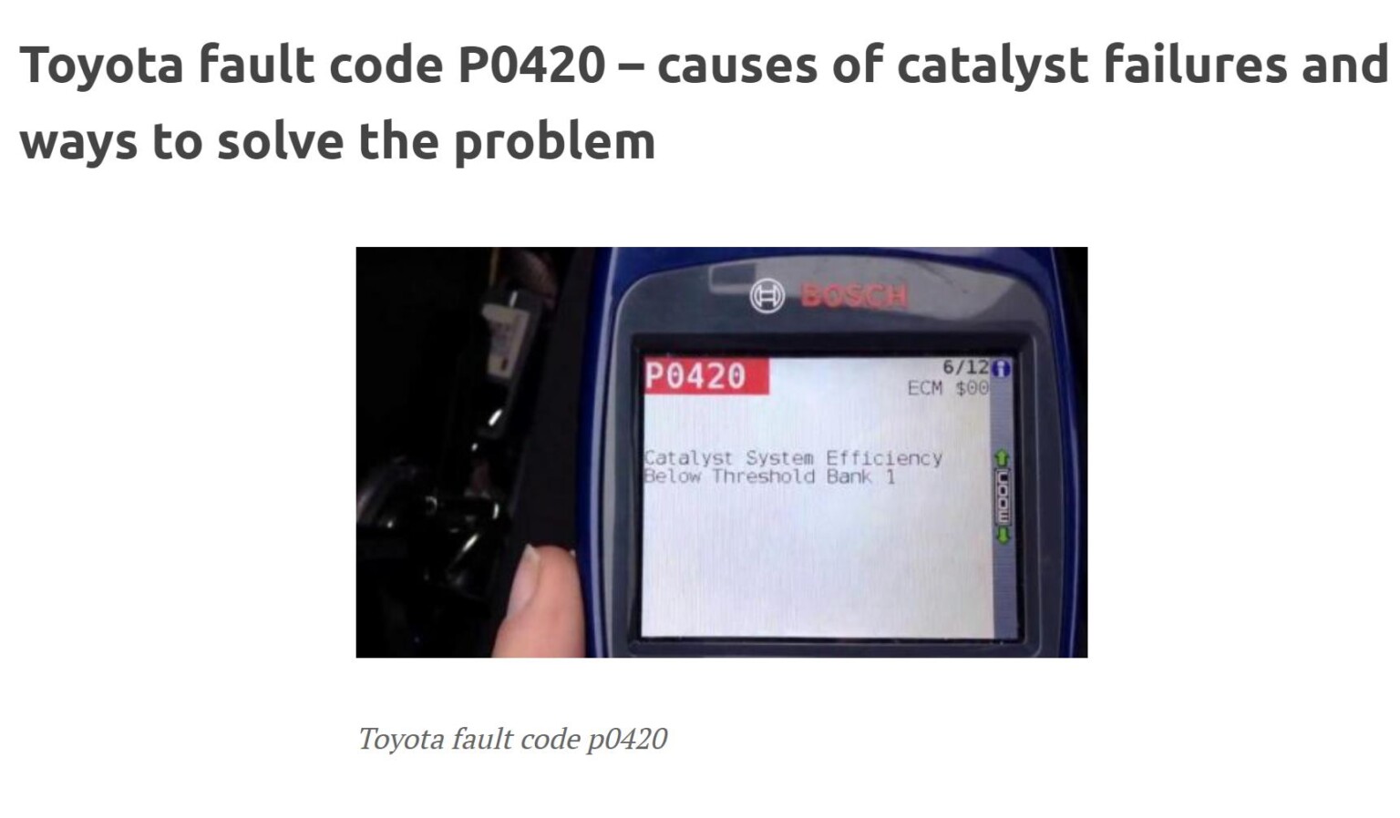 Toyota fault code P0420 - DIY & Guides