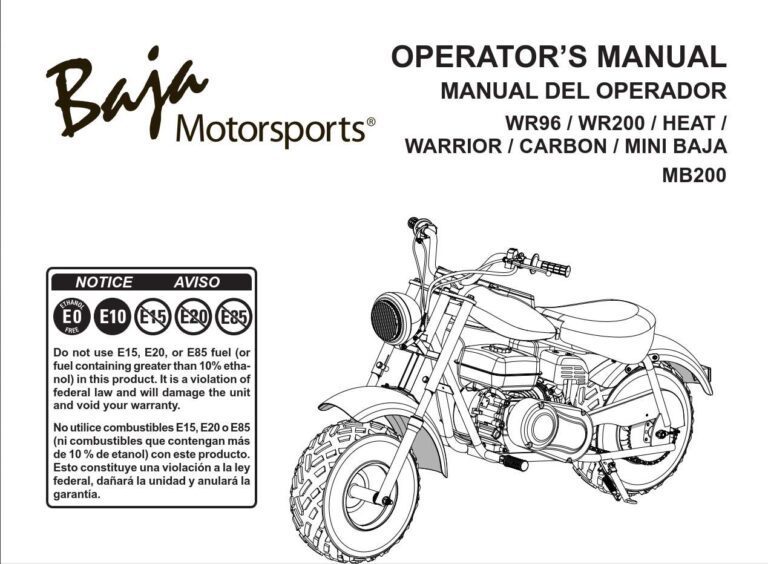 Baja Mini Bike WR96 WR200 Heat Warrior Carbon Mini Baja MB200 Owner’s ...