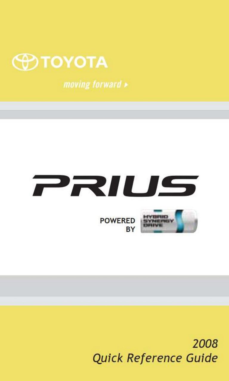 Toyota Prius 2008 Owner’s Manual - DIY & Guides