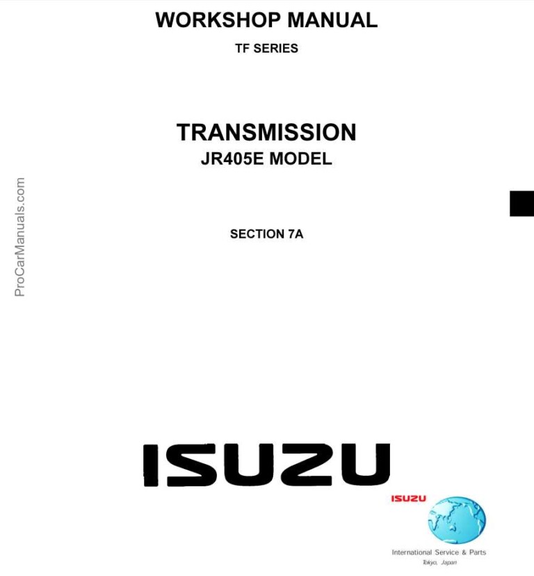 Isuzu Transmission JR405E Model Workshop Manual - DIY & Guides