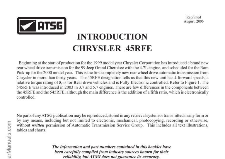 Chrysler 45RFE – ATSG (Automatic Transmission Service Group) - DIY & Guides