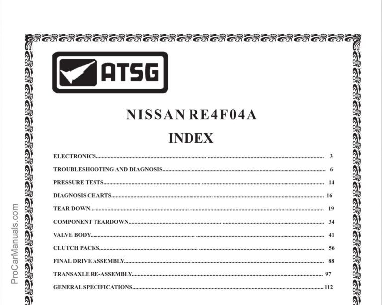 Nissan RE4F04A – ATSG (Automatic Transmission Service Group) - DIY & Guides