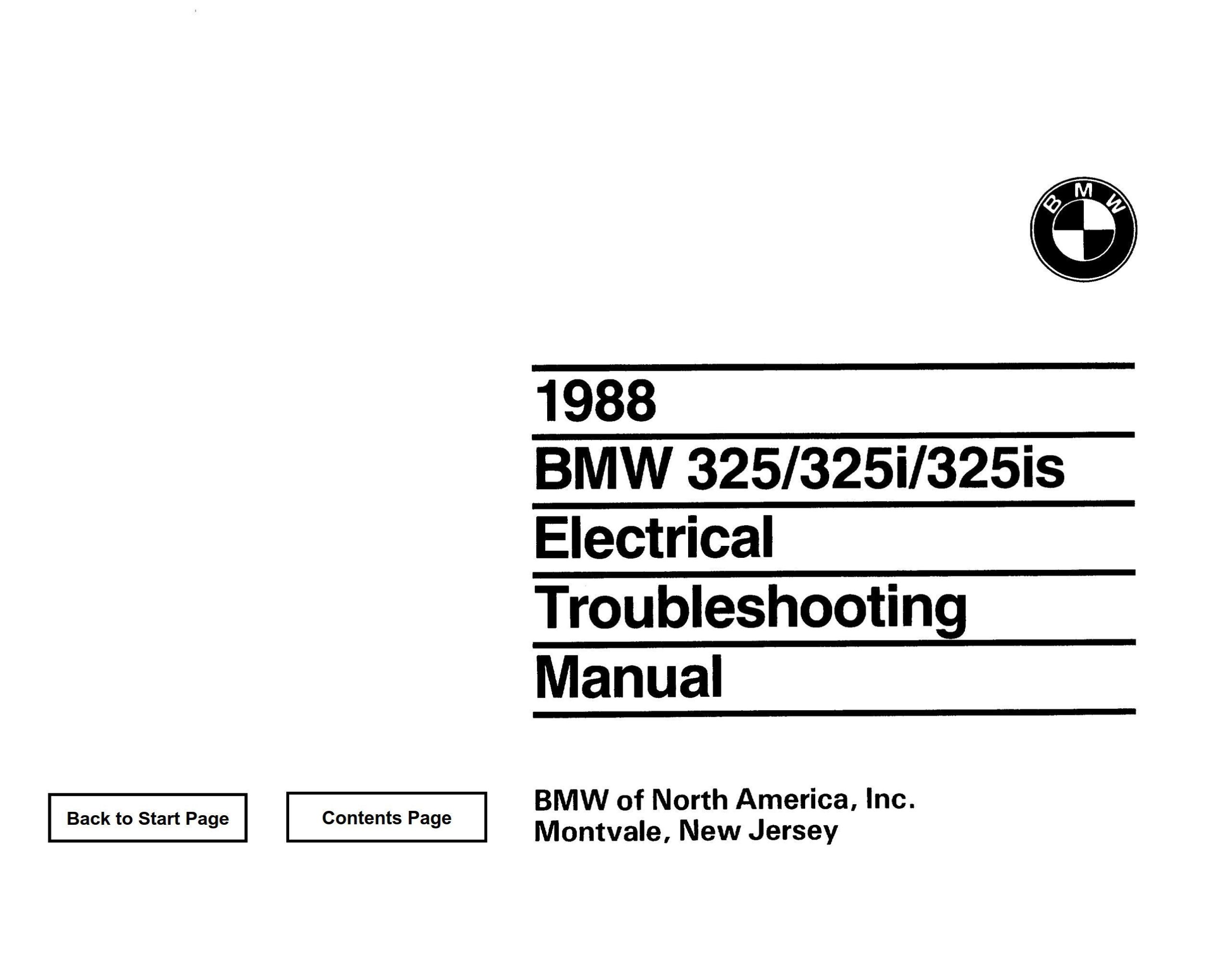 BMW 325 325i 325is 1988 Electrical Troubleshooting Manual - PDF for FREE