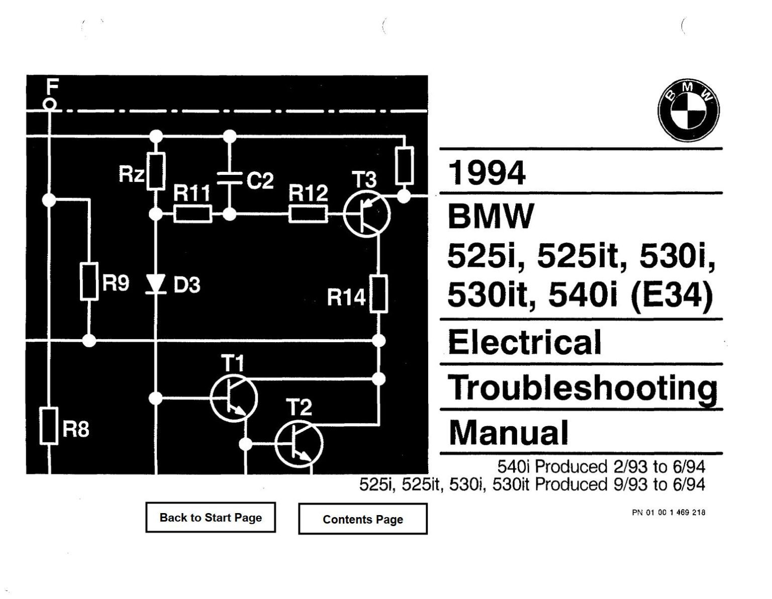BMW 525i 525it 530i 530it 540i E34 1994 Electrical Troubleshooting ...